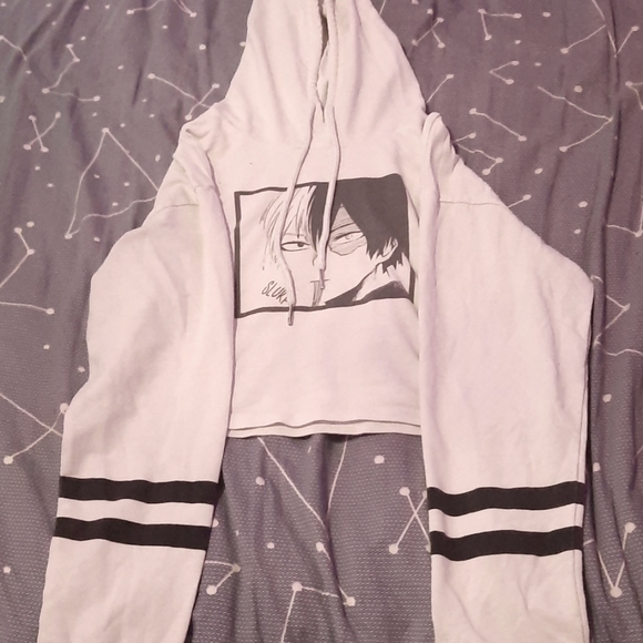 fancyqube | Tops | Small Mha Anime Todoroki White Cropped Shirt With ...